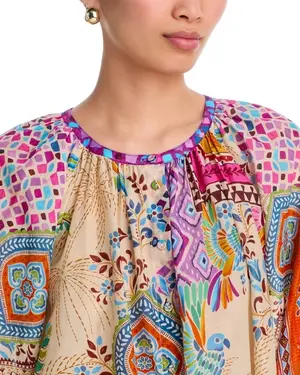 Johnny Was Michaella Printed Peasant Blouse
