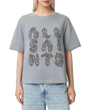 ALLSAINTS Ella Embellished T-shirt - Quarry Blue