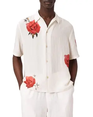 ALLSAINTS Fleur Fazed Short Sleeve Shirt - Ecru