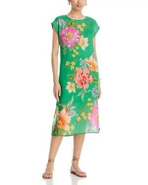 Johnny Was Printed Side Slit Shift Dress - Celiora