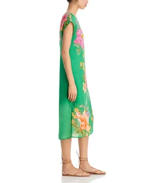 Johnny Was Printed Side Slit Shift Dress