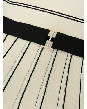 REISS Mallory Stripe Midi Dress - Ivory/black