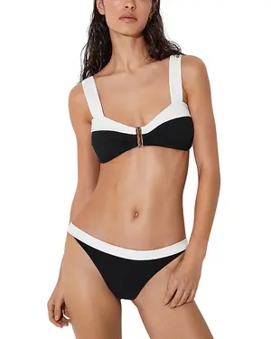 REISS Abby Color Blocked Bikini Bottom - Black/ivory