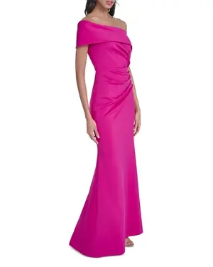 Eliza J One Shoulder Dress - Fuchsia
