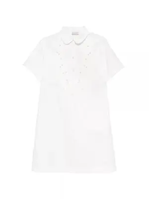 Moncler Embroidered Shirt Mini Dress - White