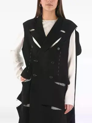 MAISON MARGIELA Double-breasted Frayed Wool Coat