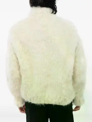 JIL SANDER Fuzzy Zip-up Wool Cardigan