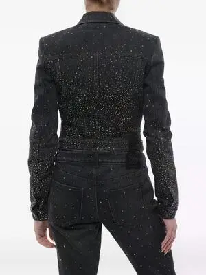 Off-White Rhinestone-embellished Cropped Denim Jacket