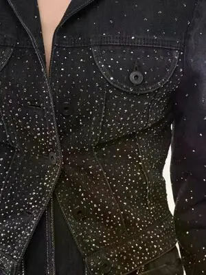 Off-White Rhinestone-embellished Cropped Denim Jacket