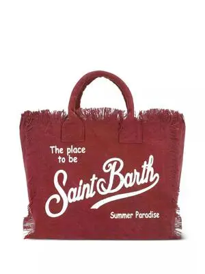 MC2 SAINT BARTH Medium Logo-print Tote Bag With Fringed Trim - Red