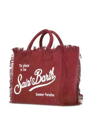 MC2 SAINT BARTH Medium Logo-print Tote Bag With Fringed Trim - Red
