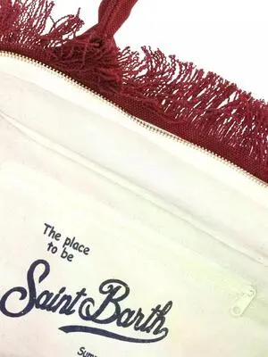 MC2 SAINT BARTH Medium Logo-print Tote Bag With Fringed Trim - Red