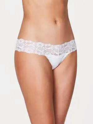 Frederick's Of Hollywood Stretch Cotton & Lace Thong - White
