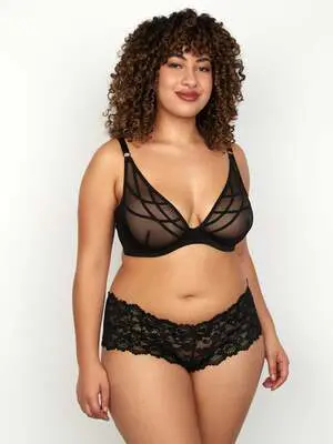 Frederick's Of Hollywood Aria Mesh Full Figure Underwire Bra - Black