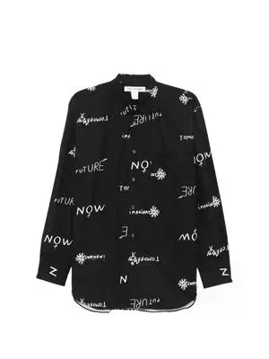 Comme Des Garçons Text-print Shirt - Black
