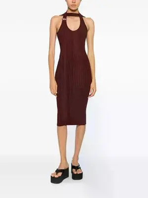 Coperni Ribbed-knit Halterneck Midi Dress - Brown