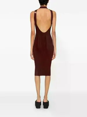 Coperni Ribbed-knit Halterneck Midi Dress - Brown