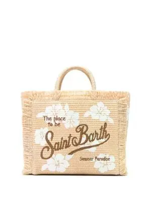 MC2 SAINT BARTH Hibiscus-print Fringed Tote - Neutrals