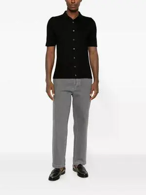 CENERE GB Ribbed Short-sleeves Shirt - Black
