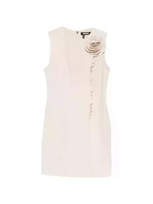 ROTATE BY BIRGER CHRISTENSEN Sleeveless Floral Appliqué Mini Dress - Neutrals