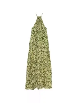 NIU Paisley-print Halterneck Maxi Dress - Green