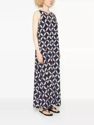 NIU Geometric Print Sleeveless Midi Dress