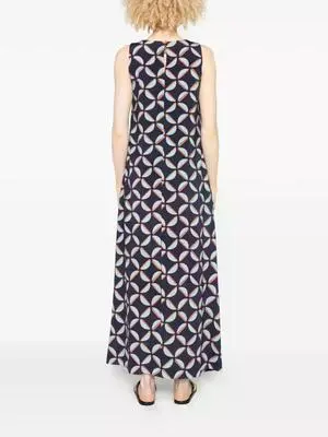 NIU Geometric Print Sleeveless Midi Dress