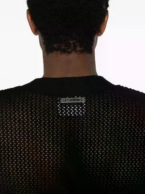 LES HOMMES Open-knit V-neck T-shirt