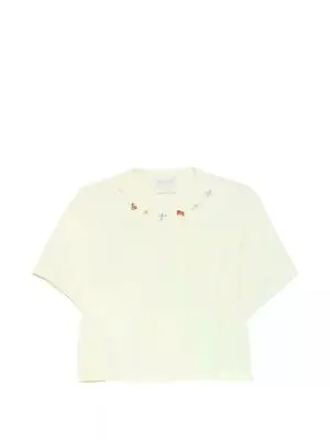 FORTE_FORTE Floral-embroidered T-shirt - Yellow