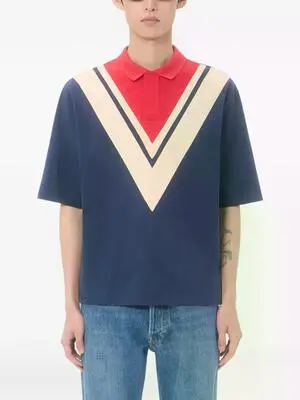 Valentino Garavani Cotton Polo Shirt With Inlaid-v - Blue