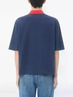 Valentino Garavani Cotton Polo Shirt With Inlaid-v - Blue