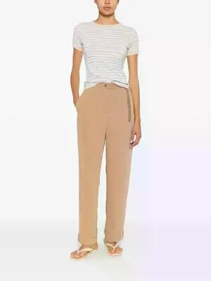 Herno Grosgrain-detail Slit-hem Trousers - Neutrals