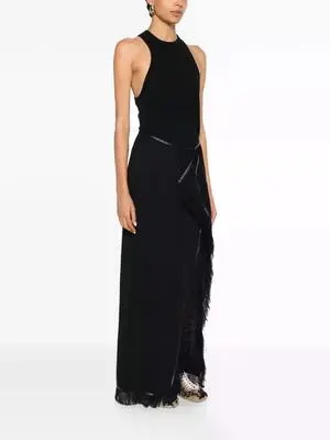 Nanushka Rayen Frayed Draped Midi Dress - Black