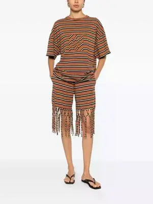Nanushka Wren Monogram-patch Striped T-shirt