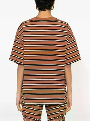 Nanushka Wren Monogram-patch Striped T-shirt