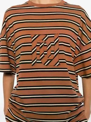 Nanushka Wren Monogram-patch Striped T-shirt