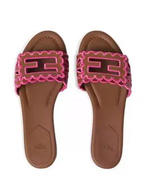 Fendi Logo Appliqué Flat Sandals - Brown