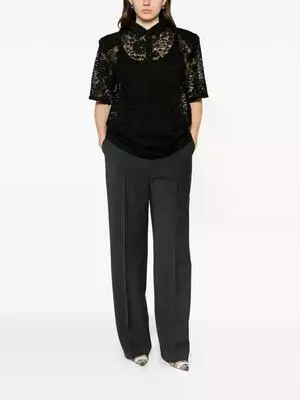 VENUJA Floral-lace Polo Top