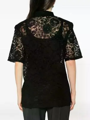 VENUJA Floral-lace Polo Top