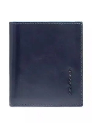 PIQUADRO Logo-plaque Leather Card Holder Blue
