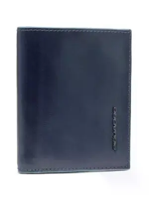 PIQUADRO Logo-plaque Leather Card Holder - Blue