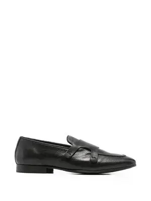 LEQARANT Grained Leather Loafers - Black