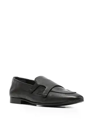 LEQARANT Grained Leather Loafers - Black