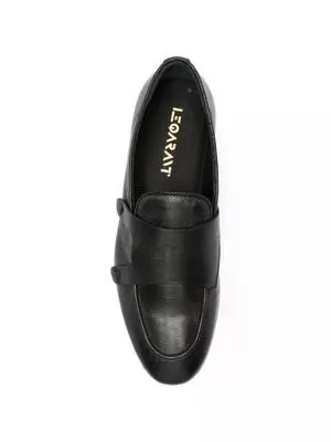 LEQARANT Grained Leather Loafers - Black