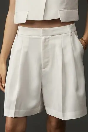 Maeve Tailored Pleated Shorts - White