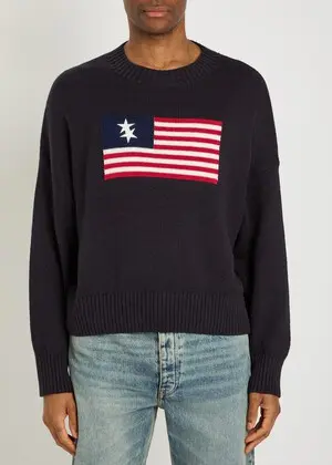 COLE BUXTON Intarsia Fine-knit Cotton Jumper