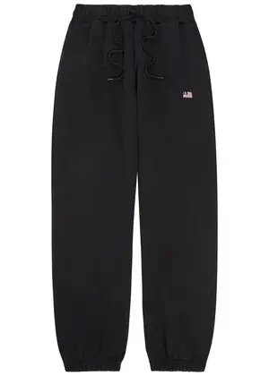 COLE BUXTON Embroidered Cotton Sweatpants - Black