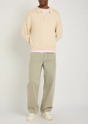 COLE BUXTON Textured Knit Cotton Polo Jumper