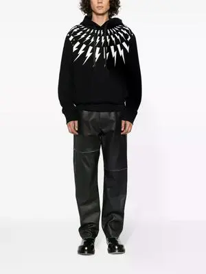 Neil Barrett Cotton Thunderbolt Hoodie - Black