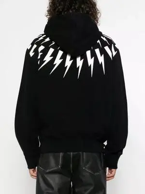 Neil Barrett Cotton Thunderbolt Hoodie - Black